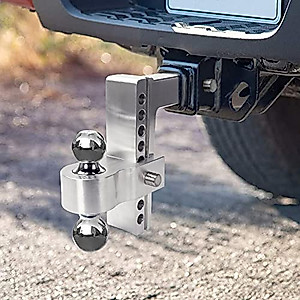 CROSSHIP Adjustable Trailer Hitch Ball Mount-Fit 2.5" Receiver, 8 Inch Drop/Rise Aluminum Drop Hitch with 2'' & 2-5/16'' Solid Dual Balls 18,500 LBS GTW-Tow Hitch for Heavy Duty Truck with Double Lock