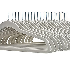 Concepts Pack of 18 Baby Hangers in Gray Velvet with Silver Hooks