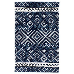 Safavieh Metro Collection 4' x 6' Navy/Ivory MET459N Handmade Moroccan Boho Wool Area Rug