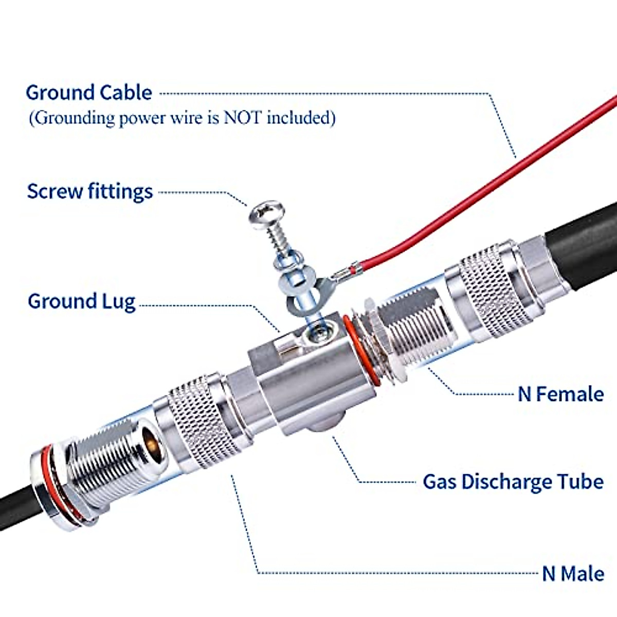 Bingfu N Type Lightning Arrestor 0-6GHz N Male to N Female Low Loss Coaxial Surge Protector