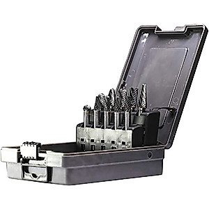 YUFUTOL Carbide Burrs Set 10pcs Double Cut Solid Carbide Rotary Burr Set 1/4" Shank Die Grinder Bits for Steel,Metal Carving, Polishing,Engraving,Drilling