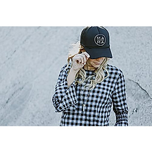 The Original Circle Mama Trucker Hat, Adjustable Snapback, Mom Hat, Mother's Day Birthday Gift (Mama Hat) Black