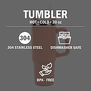 Envie 30 oz Tumbler Mug with Lid and Straw, Reusable Insulated Mug with Handle, Stainless Steel Tumbler for Iced & Hot Beverages, Blush Pink