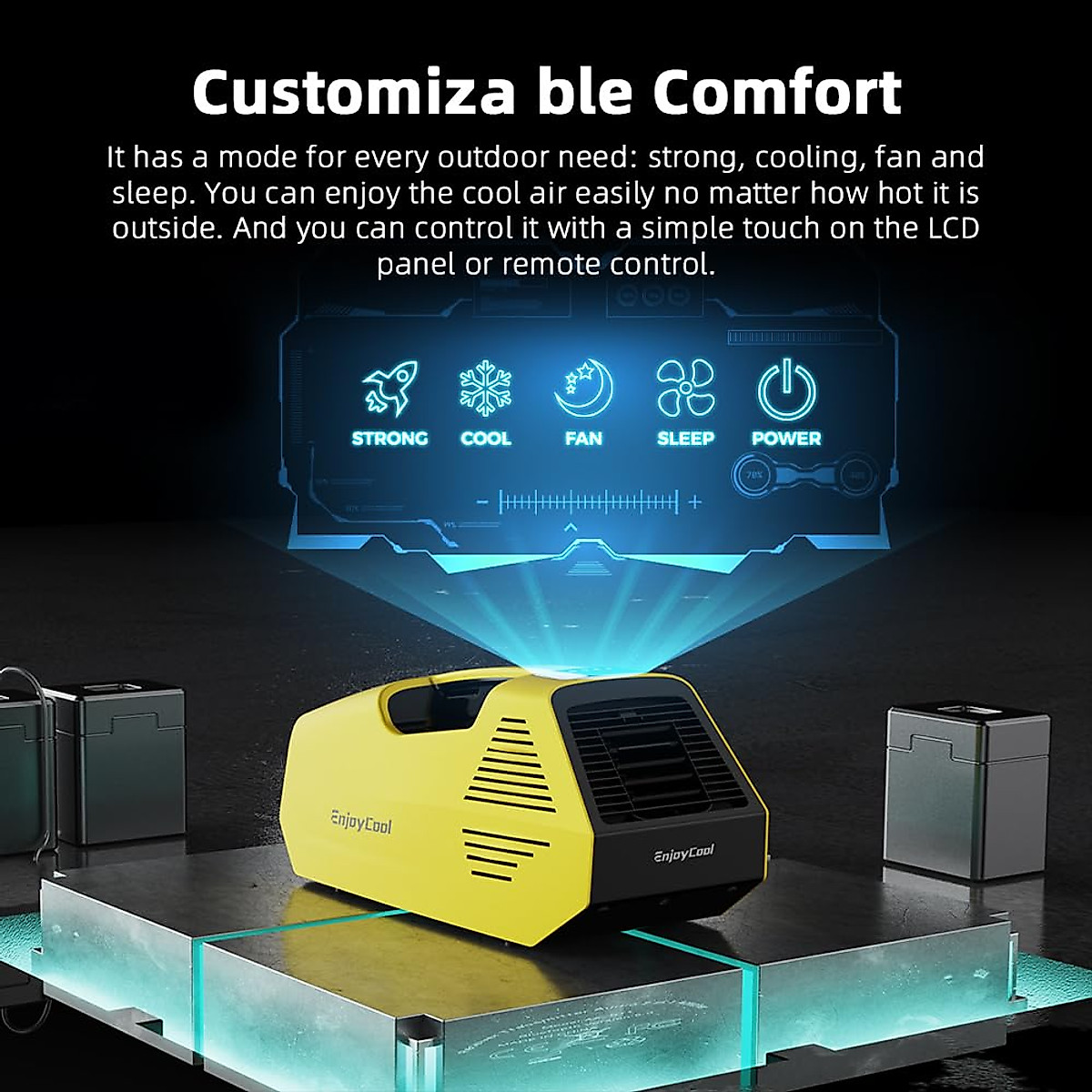 Portable Air Conditioner for Camping, EnjoyCool 2380BTU Camping Tent Air Conditioner, 240W Low Power Consumption AC Outdoor Air Conditioner, Portable AC for Camping Tent,RVs,and Travel