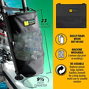 Mangrove Products: Portable Boat Trash Can, Reusable Trash Bag, Boating Equipment, Boat Storage, Boat Accessories Marine, Pontoon Boat Accessories, Fishing, Sandbar, RV, or Camping (Black)