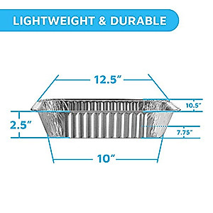 MontoPack 9x13 Aluminum Foil Half Size Roasting Pans with Lids | [20 Count] Premium Standard Size Chafing Tins for Baking, Catering & Roasting | Disposable Steam Table Trays | Great for Storing