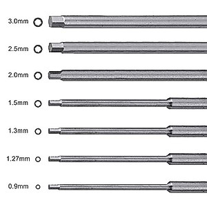7pcs Hex Screw Driver Set RC Tools Kit 0.9mm 1.27mm 1.3mm 1.5mm 2.0mm 2.5mm 3.0mm Hexagon Screwdriver for Traxxas Arrma Axial Losi Redcat RC Quadcopter Helicopter FPV Racing Drone Models SCX24