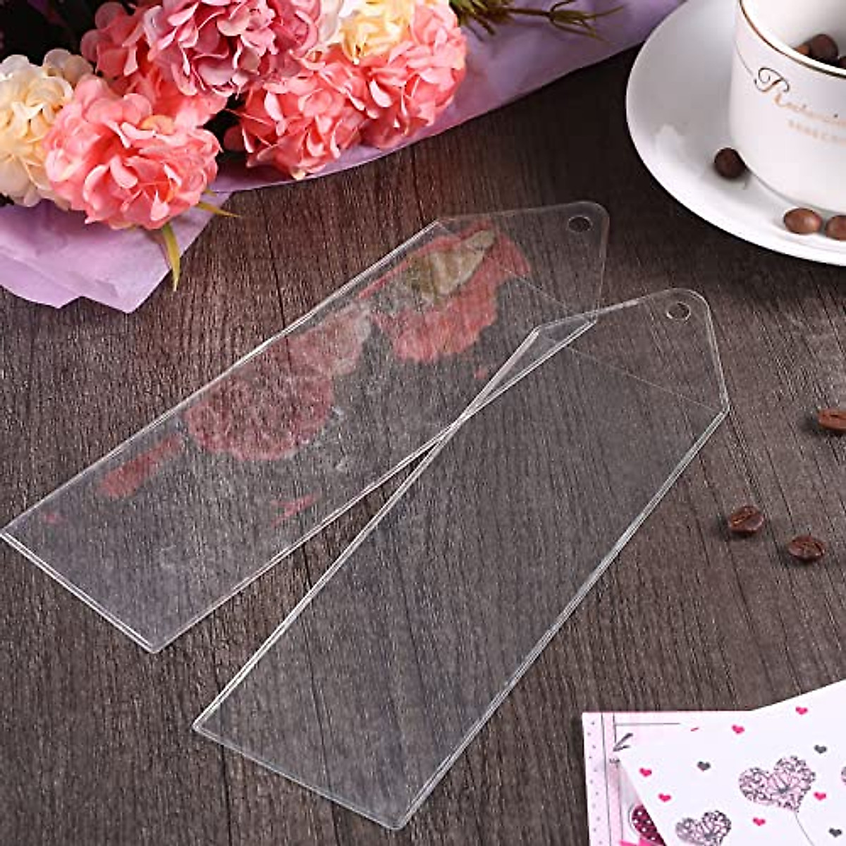 Plastic Bookmark Sleeves Photo Booth Sleeves 2-1/4 x 6-1/4 Inches for Wedding 2 x 6 Inches Vinyl Photo Strips for Valentine's Day Gift (60)