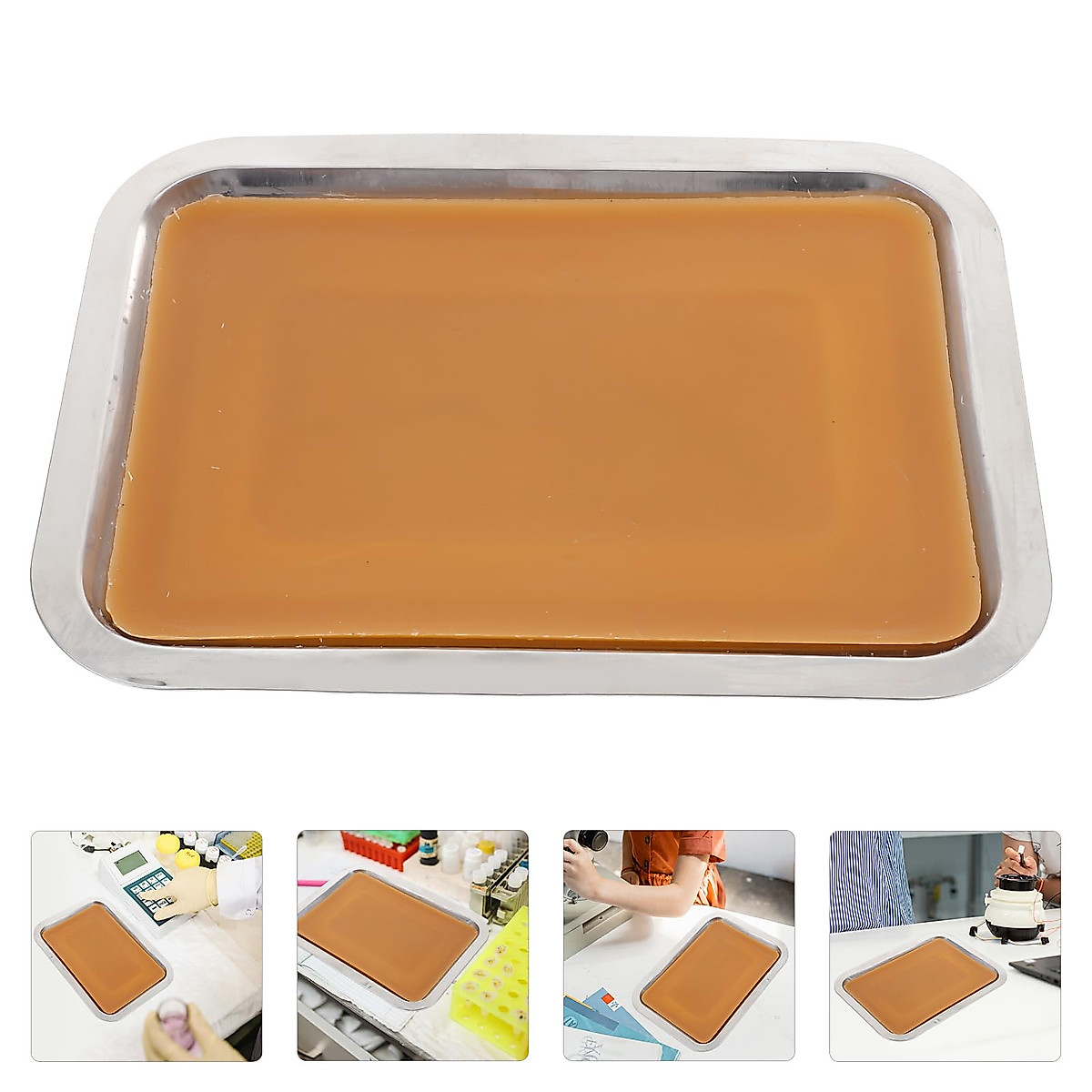 UKCOCO Wax Dissection Tray - Stainless Steel Dissecting Tray Biological Laboratory Equipment for Junior Senior School (18x25cm)