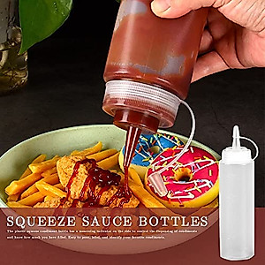 LNJBABAO 2 Pcs 8oz Plastic Squeeze Condiment Bottles Sauce Bottles 8oz Seasoning Dispensers 250ml Squeeze Condiment Bottles for Condiments Ketchup Syrup BBQ Sauce Mustard Salad Dressing
