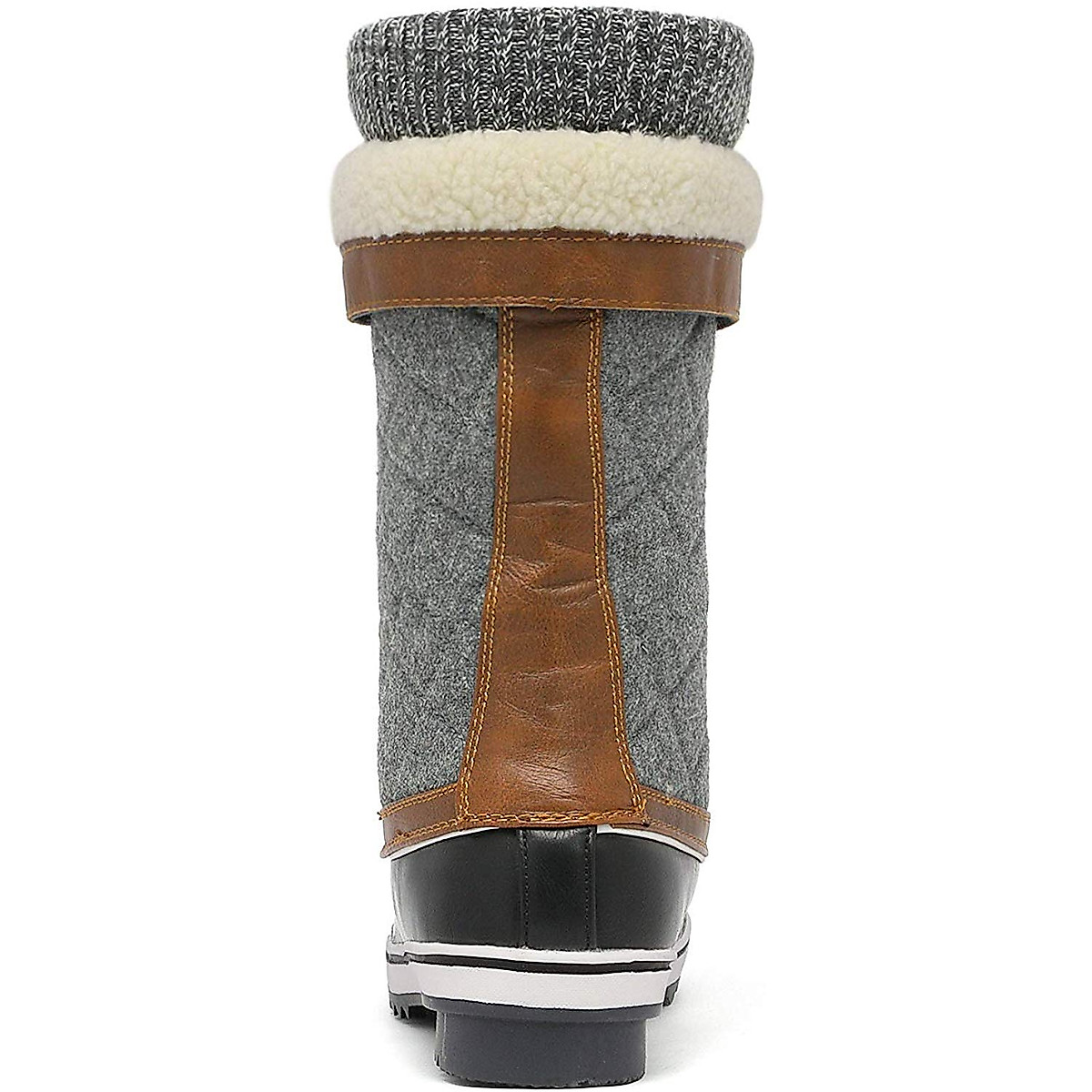 DREAM PAIRS Women's Monte_02 Black Grey Mid Calf WaterProof Winter Snow Boots Size 8 M US