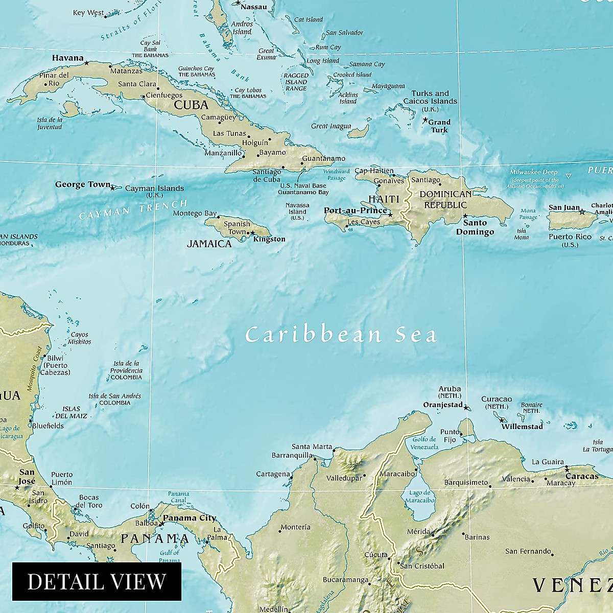 HISTORIX 2021 Central America Map - 24x36 Inch Central America and Caribbean Map - Wall Map of Central America and the Caribbean Poster Print