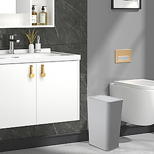 RTWDKFQ 3 Pack Bathroom Small Trash Can with Lid,10L / 2.6 Gallon Slim Garbage Bin Wastebasket with Pop-Up Lid for Bedroom, Office, Kitchen,Dorm, Fits Under Desk