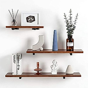 Flybath Shelf Brackets 6 Pack 6Inch / 15CM Stainless Steel Floating Bracket Heavy Duty Wood Shelves Support Wall Mounted Farmhouse Furniture Home Decorations, Matte Black