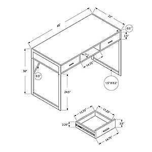 Monarch Specialties Contemporary Laptop Table with Drawers and Shelf Home & Office Computer Desk-Metal Legs, 48" L, Dark Taupe