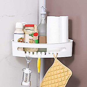 Urbanstrive Heavy Duty Suction Cup Corner Shower Caddy, Sleek Bathroom Shower Basket for Shampoo, Conditioner, Shower Rack for Bathroom, Drill-Free, Removable, White