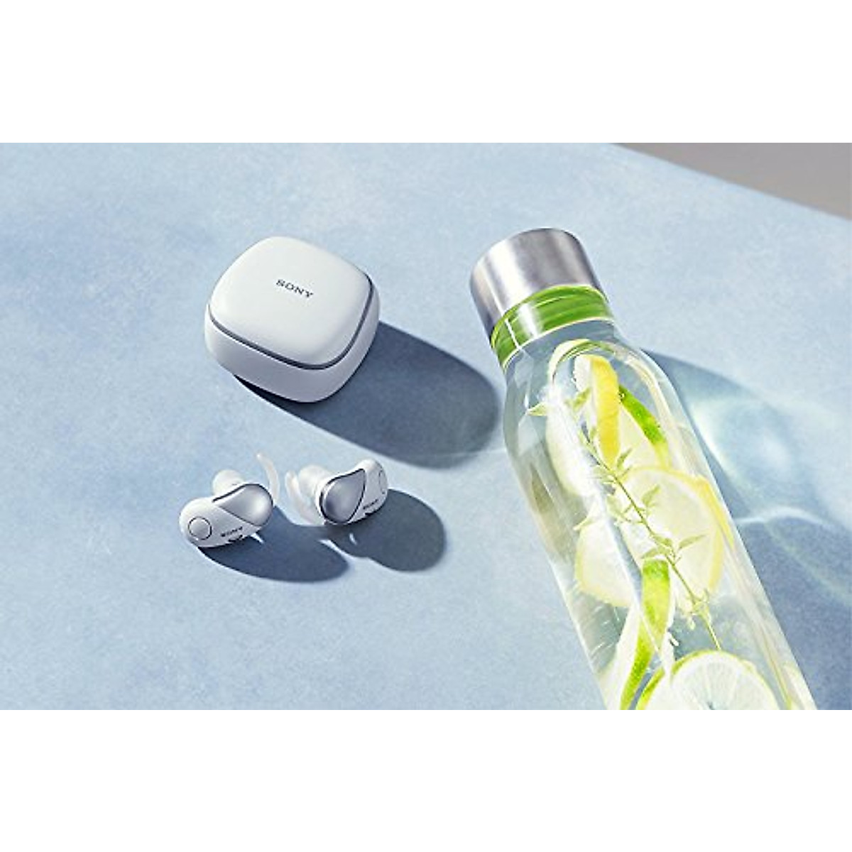 Sony WF-SP700N/W True Wireless Splash-Proof Noise-Cancelling Earbuds with Built-In Microphone (White), 5 x 2.4 x 6 inches