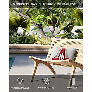HERBED Recliner Head Pillow Outdoor Pillow with Insert Red High Heels on Rustic Wooden Grain Waterproof Lumbar Pillow with Adjustable Strap Lounger Patio Chair Pillows for Beach Pool Office 2pcs