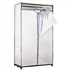 Simplify, Organizer, for Clothes and Accessories, Heavy Duty, Hanging Rod, Easy to Assemble in White 36" Wide Portable Closet