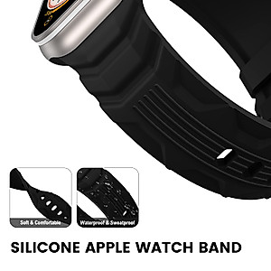 Ultra Band Designed for Apple Watch Band for Apple Watch Ultra2/Apple Watch Ultra 49mm, Sport Silicone Replacement Strap for iWatch Series 9/8/SE2/7/6/SE/5/4/3/2/1 45mm/44mm/42mm