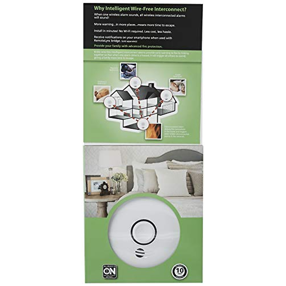 Kidde Wireless Smoke Detector, 10-Year Battery, Voice Alerts, Photoelectric Sensor Wire-Free Smoke Alarm