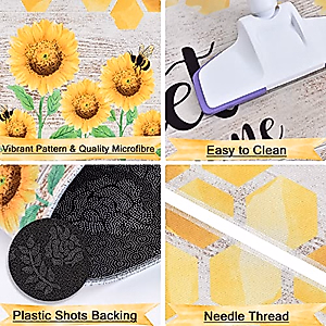 Sunflower Kitchen Rugs - 2 Piece Kitchen Mats Set Non-Slip Kitchen Backing Area Rugs Home Sweet Home Doormat Indoor Outdoor Entry Floor Washable Waterproof Standing Mat(17" x 30" + 17" x 47")