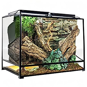 OIIBO Tall Reptile Terrarium 48" x 18" x 36" Full Tempered Glass Rainforest Reptile Tank, Vertical Terrarium Paludarium Tank with Top Screen Ventilation for Reptiles and Amphibians