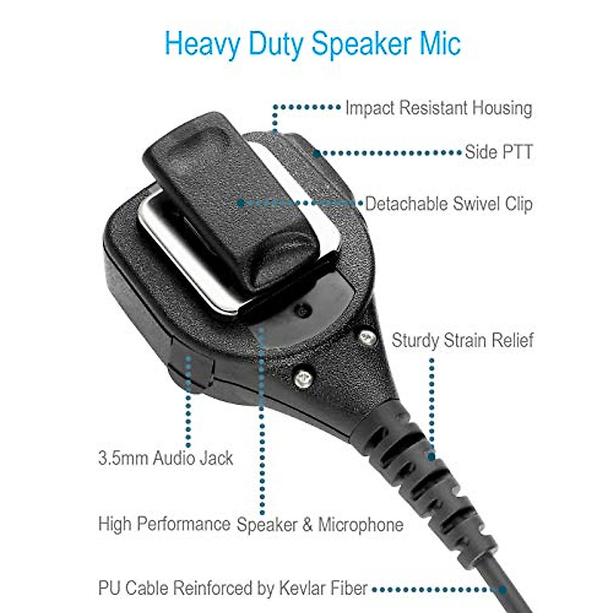 Speaker Mic with Reinforced Cable for Kenwood Radios NX-200 NX-210 NX-300 NX-3200 NX-3300 NX-410 NX-411 NX-5200 NX-5300 NX-5400 TK-2180 TK-3180 TK-5210 TK-5220 TK-5310 TK-5410, Shoulder Microphone