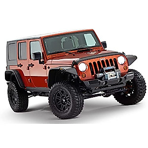 Bushwacker Jeep Flat Style Front & Rear Fender Flares | 4-Piece Set, Black, Textured Finish | 10918-07 | Fits 2007-2018 Jeep Wrangler JK Unlimited 4-Door