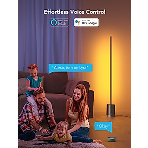 Govee RGBIC Floor Lamp, Modern LED Lyra Corner Lamp with 64+ Scene & Music Modes, 1500 Lumens, DIY Mode, Smart Remote Control Standing Floor Lamp for Bedroom, Living Room, Gaming Room, Black