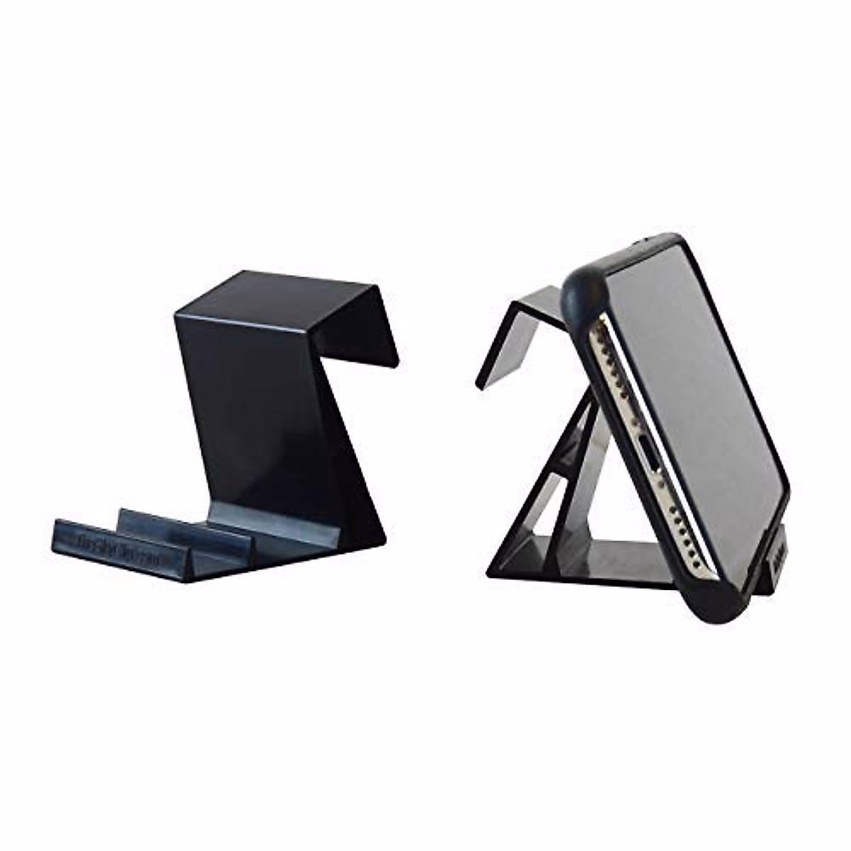 The SkyClip - (Black, 2 Pack Airplane Cell Phone Seat Back Tray Table Clip and Sturdy Phone Stand, Compatible with iPhone, Android, Tablets, and Readers