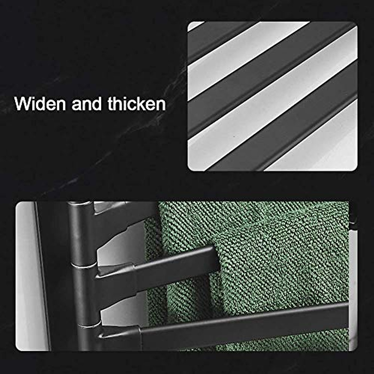 qiuqiu Wall Mounted Swing Towel Bar,Black Stainless Steel Bath Towel Rod Arm, Bathroom Kitchen Swivel Towel Rack Hanger Holder Organizer, Folding Space Savers Towel Rail-4 Bar