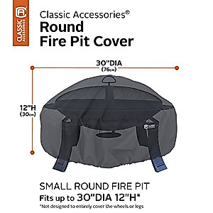 Classic Accessories Water-Resistant 30 Inch Round Fire Pit Cover, Patio Furniture Covers