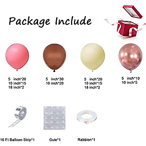 Wecepar Boho Balloon Garland Arch Kit With Pink Chocolate Coloured Ivory White Metallic Rose Gold Balloons for Baby Shower, Birthday, Bridal Shower, Valentines, Wedding, Anniversary Party Supplies