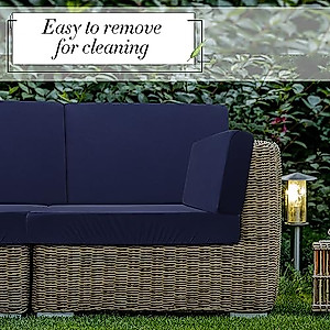 Newwiee 12 Pcs Patio Stretch Sofa Outdoor Cushion Cover Waterproof Replacement 3 Sizes Navy Couch Slipcovers Sofa Seat Soft Flexibility Chair Cushion Cover Furniture Protector for Outdoor Indoor