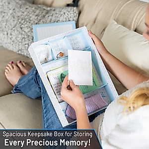 Little Growers Baby Memory Book WITH Keepsake Box, Baby Milestone Stickers AND Baby Footprint Kit - First 5 Years New Baby Scrapbook AND Photo Album, 5 Baby Shower Gifts in 1, for Newborn Girl