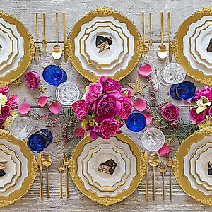 Leemxiiny Gold Charger Plates, 13" Elegant Plastic Set of 6 Chargers for Dinner Plates for Table Decoration, Wedding, Party, Thanksgiving, Christmas