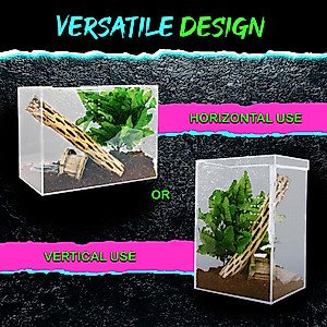 Tarantula Enclosure XL (10”x7”x14”) Reptile Terrarium w/Sliding Magnetic Door-Great Reptile Tank for Terrestrial or Arboreal Animals- Acrylic Terrarium for Juvenile or Adult Spiders- Hermit Crab Cage