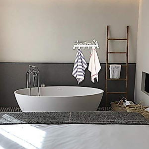 Goutoports Towel Rack Wall Mount Bathroom Towel Holder Bathroom Decor Metal Holder Rack 6 Hooks Rustproof and Waterproof (White)