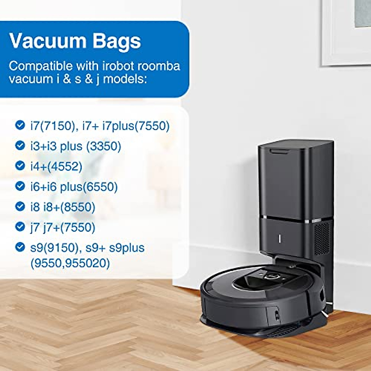 16 Pack Vacuum Bags for irobot Roomba bags i &S& j Series, Replacement for irobot Roomba i7 i7+(7550), i3+EVO(3550) i1+ i4+ i6+ i8+ s9(9150) s9 Plus(9550) j7+(7550) All Automatic Dirt Disposal Bags
