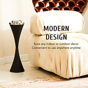 CO-Z 22" Standing Smokeless Ashtray for Cigarettes Cigars More | Metal Pedestal Cigarette and Cigar Ashtray | Fancy Retro Floor Ashtray with Lid for Home Office Decor with Cigarette Case, Matte Black