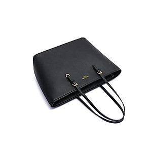 Women's shoulder bag, large capacity vertical zipper open tote bag, women's handbag (Black)