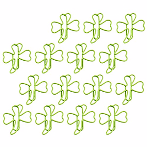 Homoyoyo 15 Pcs Shamrock Clover Shaped Paper Clips Great for Paper Clip Collectors or Office Present with Box