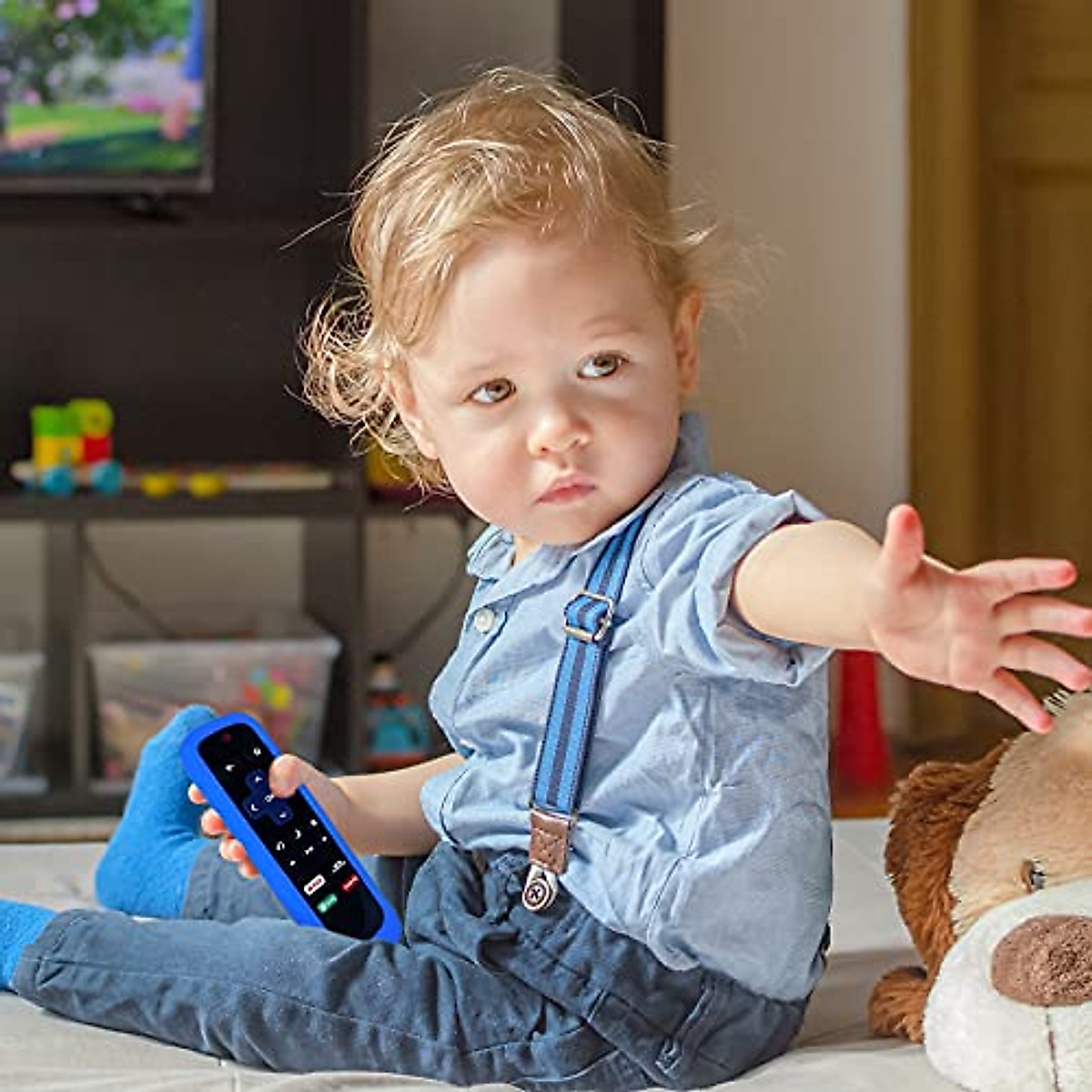 5 Pack Remote Case for Roku, Battery Cover for TCL Roku Smart TV Steaming Stick Remote, Roku TV Remote Cover Silicone Protective Controller Universal Sleeve Skin Glow in the Dark Green Blue Purple Red