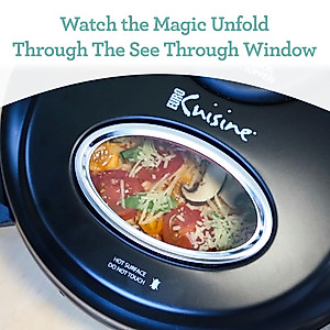 Euro Cuisine PM600 Crispy Crust 12" Rotating Pizza Maker with Stone & Baking Pan, Electric Pizza Oven Countertop - Versatile Indoor Pizza Maker Machine for Home, Ideal for Fresh & Frozen Pizza