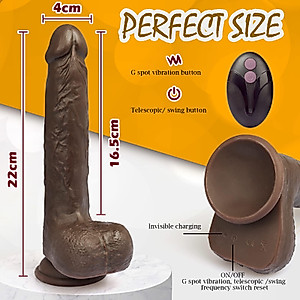 Thrusting Dildo Vibrator, with 5 Rotation 7 Vibrations Vibrating and Heating Sex Toy, Realistic Telescopic Penis with Remote Control for Anal G-spot Stimulation