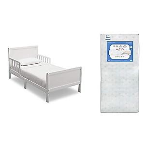 Delta Children Fancy Toddler Bed, Bianca + Delta Children Twinkle Galaxy Dual Sided Recycled Fiber Core Crib and Toddler Mattress (Bundle)