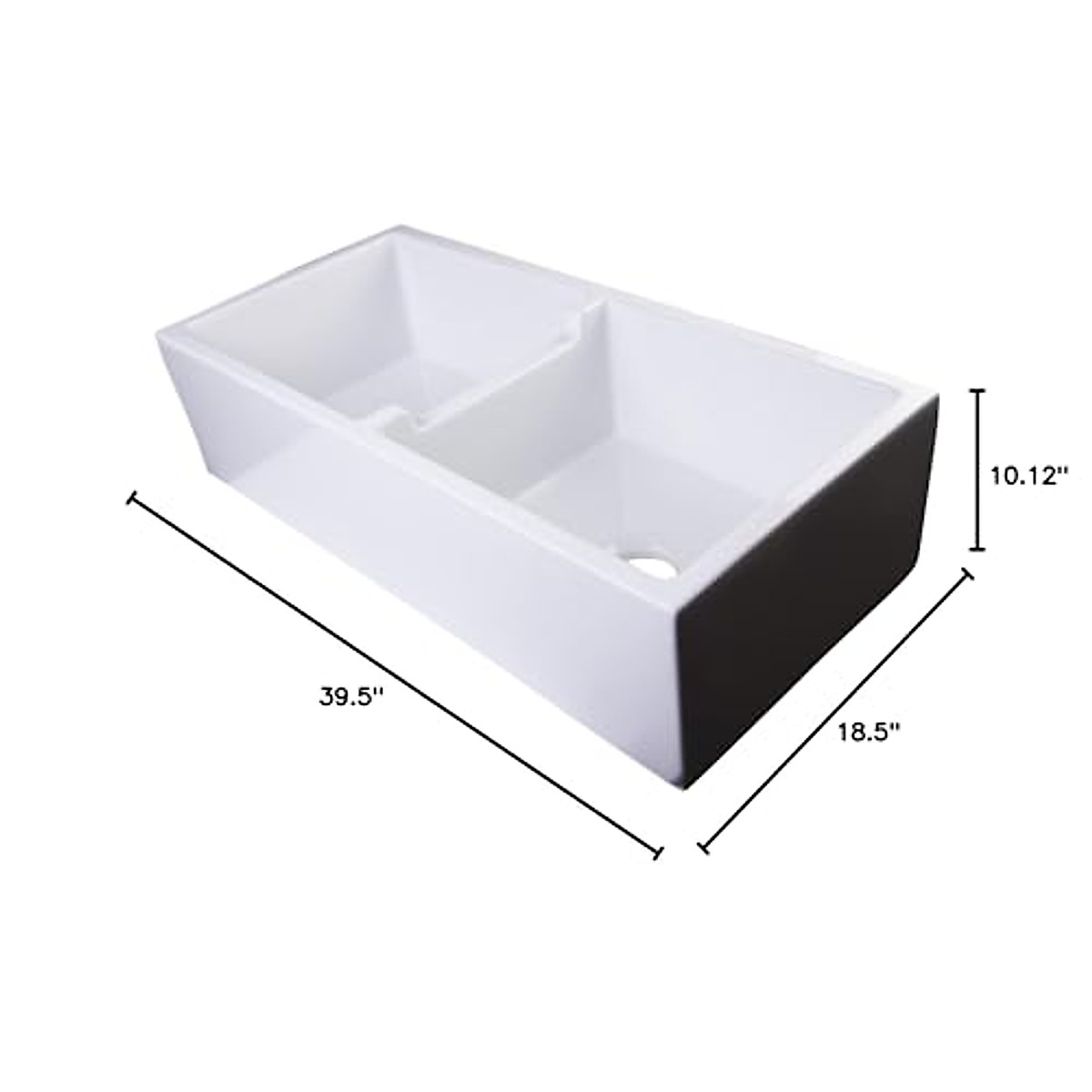 ALFI brand AB3918DB-W Smooth Thick Wall Fireclay Double Bowl Farm Sink, 39", White