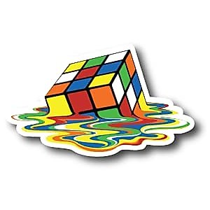 Rubik Cube Colorful Refrigerator Magnet | UV Printed 4-Inch Kitchen Decor Accessory Featuring Stunning Design | Game Rainbow Tie-dye Alien Stoner Stones Psychedelic Mushroom Galaxy Rock CSM1567