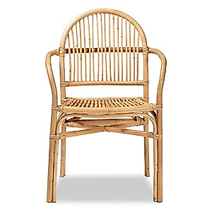Baxton Studio Tugera Dining Chair Dining Chair Natural Brown Rattan Dining Chair